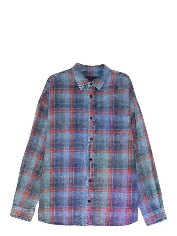 JUUN.J Check-print Distressed Shirt - Blue