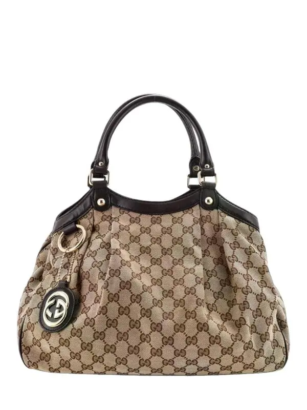 Gucci Sukey Gg Canvas Leather Medium Tote Bag - Brown