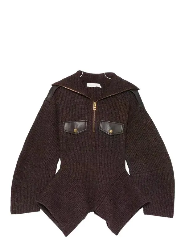 Zimmermann Ribbed-knit Sailor Collar Sweater - Brown