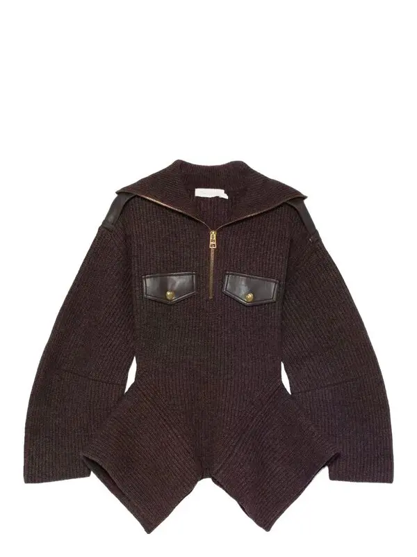 Zimmermann Ribbed-knit Sailor Collar Sweater - Brown