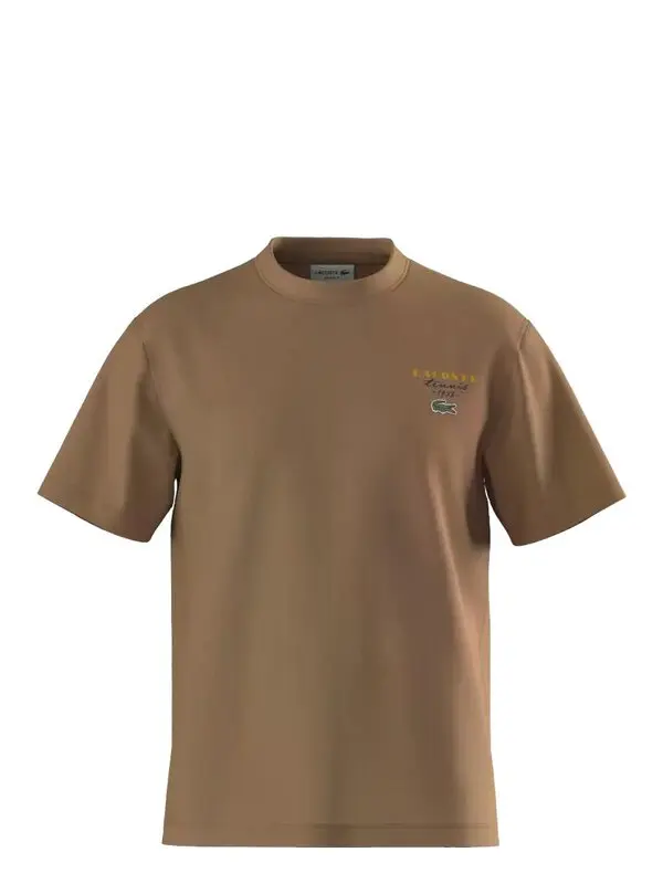 Lacoste Logo-embroidered Graphic-print T-shirt - Brown