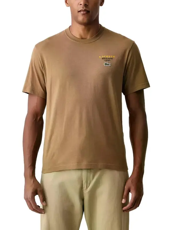 Lacoste Logo-embroidered Graphic-print T-shirt - Brown