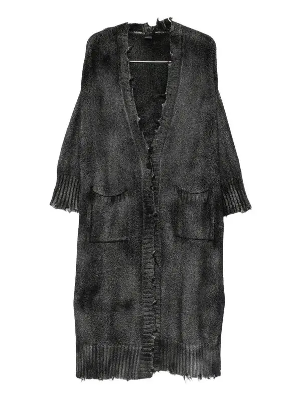 Avant Toi Distressed-effect Longline Coat - Grey