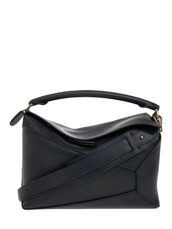Loewe Medium Puzzle Edge Leather Tote Bag - Black