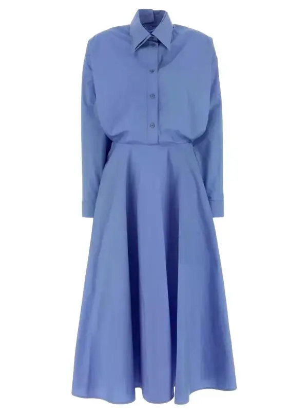 Balenciaga Poplin Shirt Midi Dress - Blue