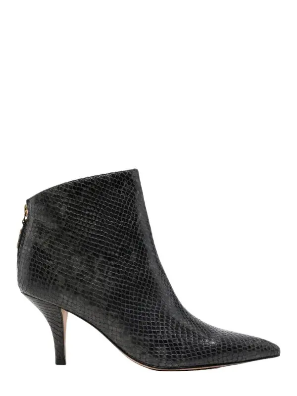 TWINSET Snakeskin Effect Pointed Toe Ankle Boots - Black