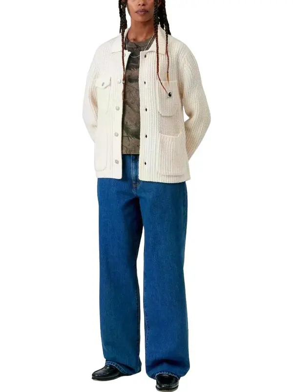 Carhartt Work In Progress Michigan Ribbed-knit Cardigan - White
