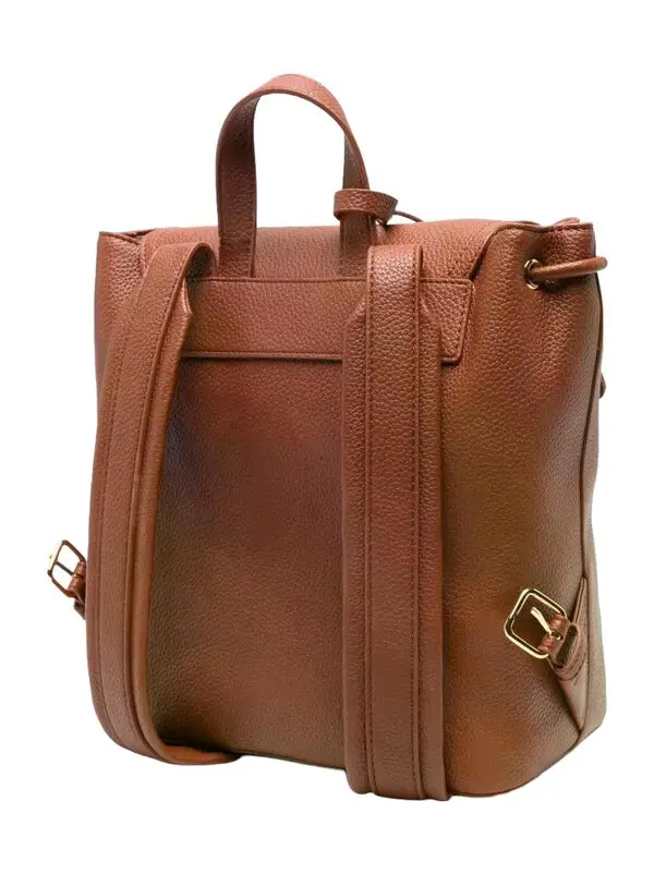Moschino Logo Plaque Pebbled Backpack - Brown