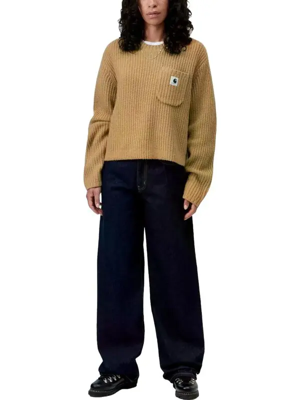 Carhartt Work In Progress Ribbed Knit Patch-pocket Sweater - Brown