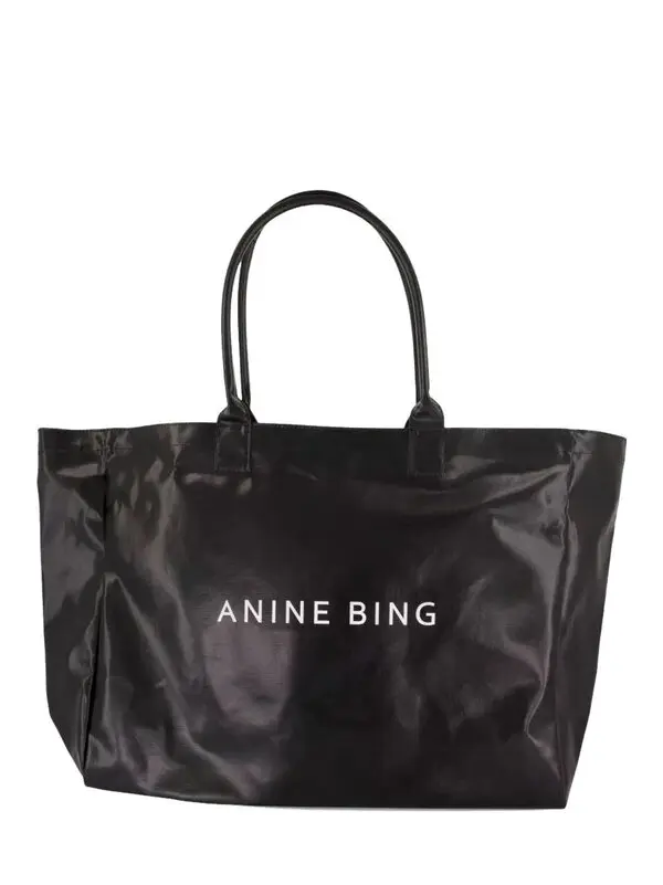 ANINE BING Leo Coated Canvas Tote - Black