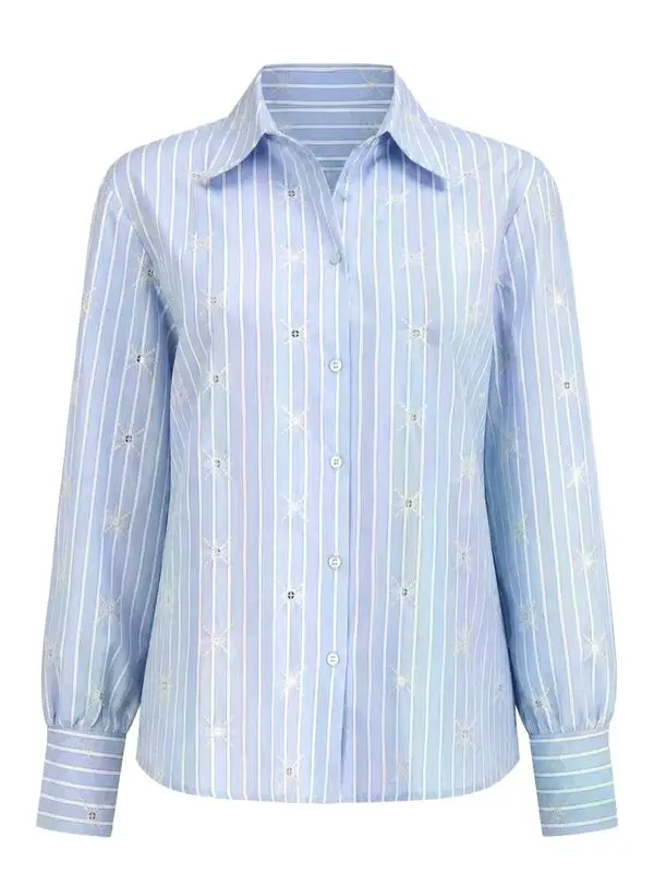 COMPAGNIA ITALIANA Striped Embroidered Shirt - Blue