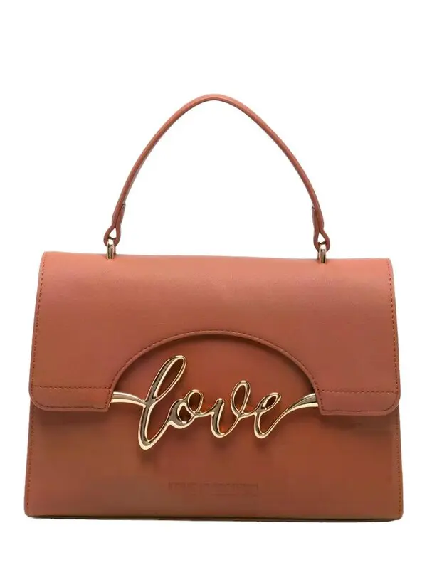 Moschino Logo Plaque Tote Bag - Brown