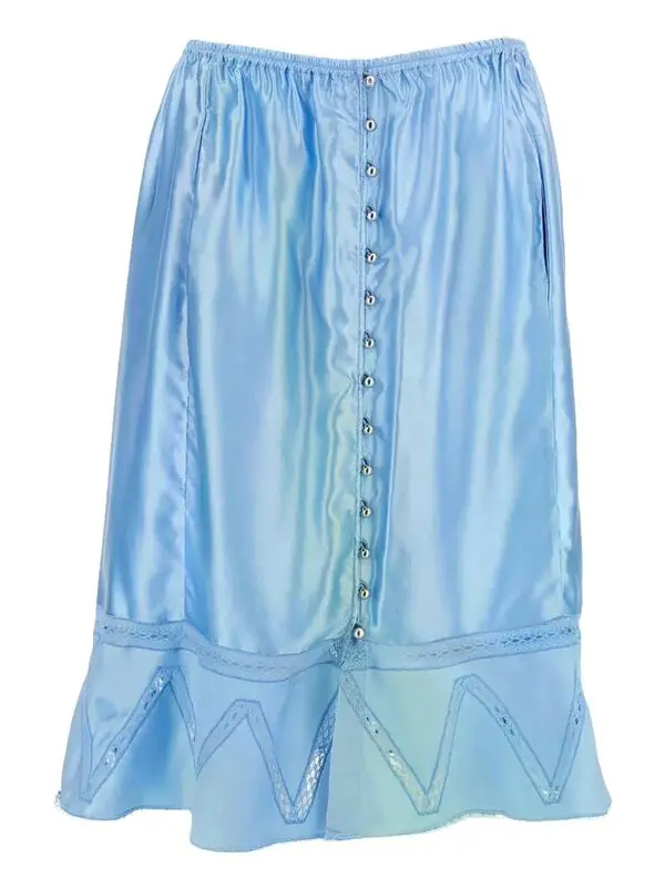 Rabanne Lace-trim Embroidered Midi Skirt - Blue