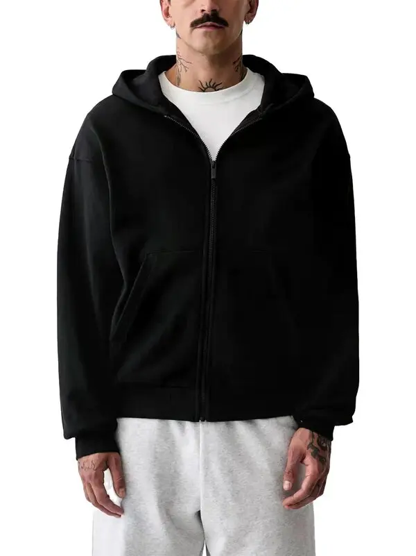 Adidas Logo-embroidered Zip-up Hoodie - Black