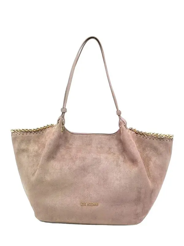 Moschino Beaded Trim Suede Effect Tote Bag - Neutrals
