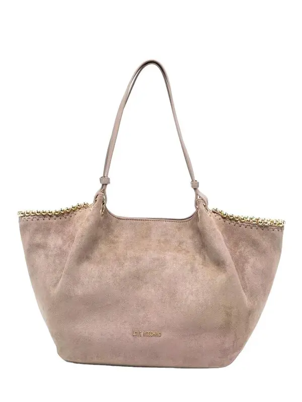 Moschino Beaded Trim Suede Effect Tote Bag - Neutrals