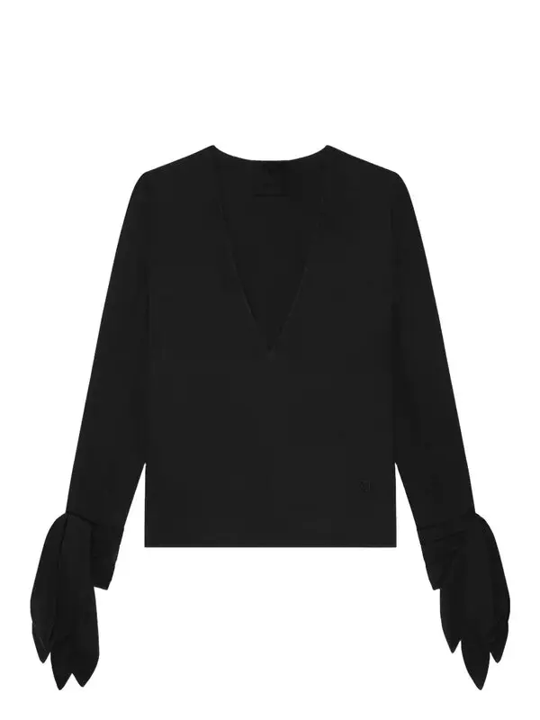 Givenchy 4g-embroidered Bow-detail Blouse - Black