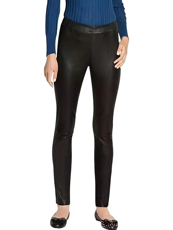 FERRAGAMO Seam-detail Leather Slim-fit Trousers - Black