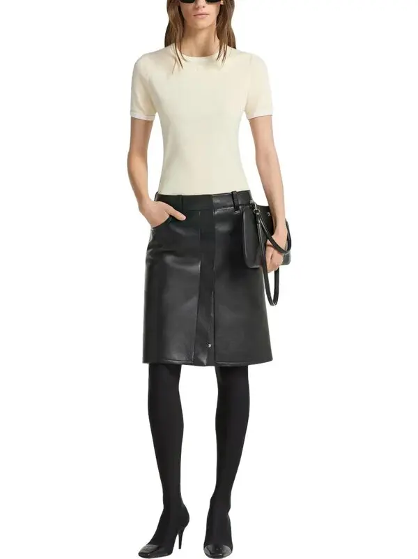 COURREGES Logo-embroidered Contrast-trim T-shirt - Neutrals
