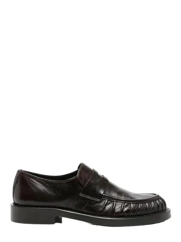 GUGLIELMO ROTTA Ruched Leather Loafers - Brown