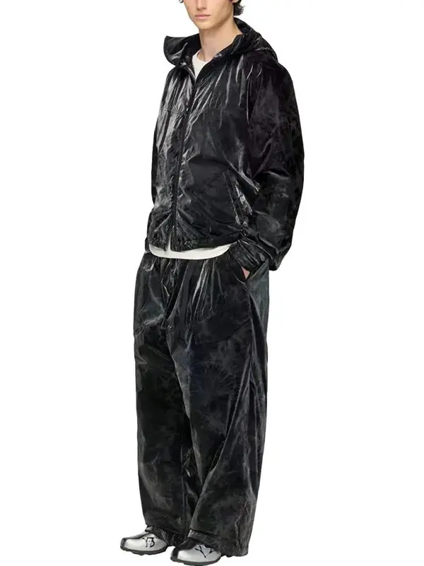 Y3 Marble Print Hooded Windbreaker - Black