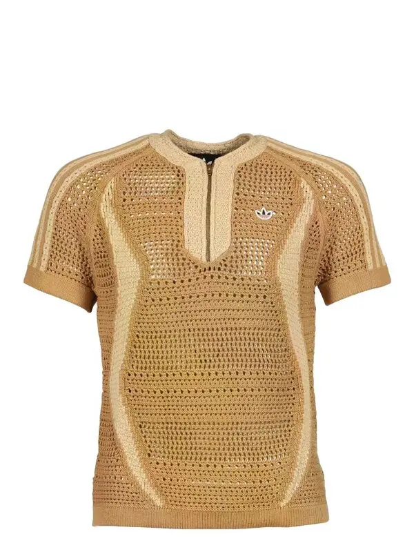Adidas X Clot Half-zip Knitted Polo Shirt - Brown