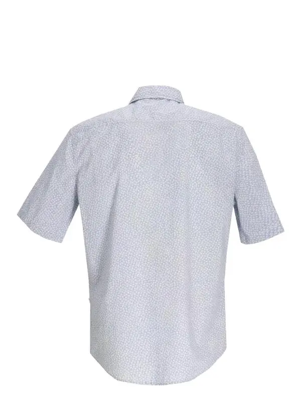 BOSS Short-sleeve Button-down Cotton Shirt - Blue