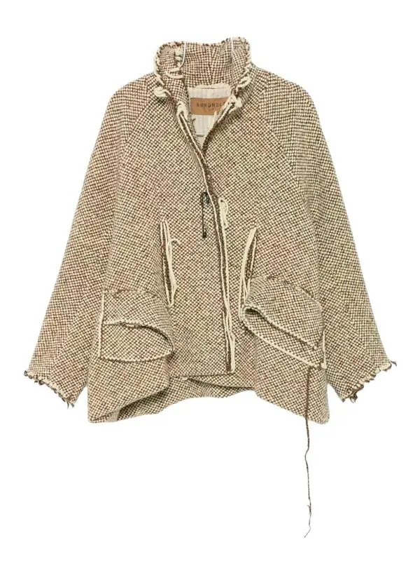 RUNDHOLZ Check Frayed-edge Jacket - Brown