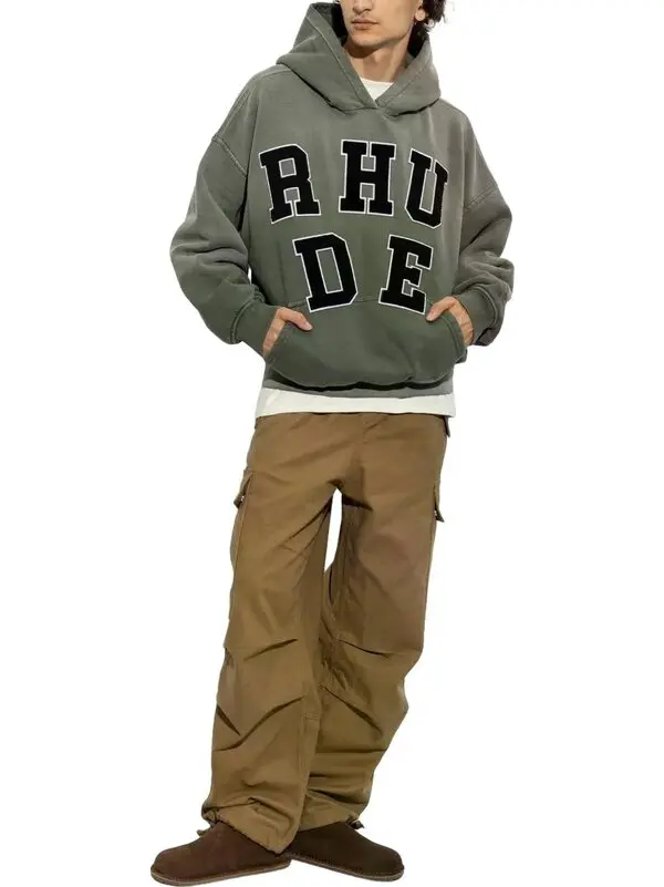 Rhude Logo-patch Hoodie - Green