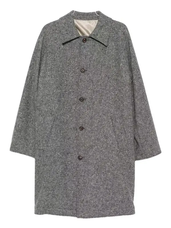 Eleventy Button-fastening Wool-blend Coat - Grey