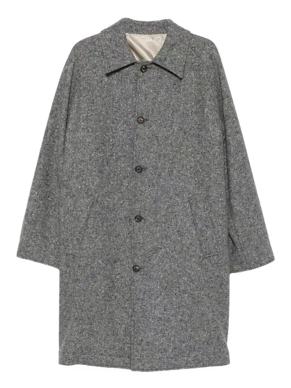 Eleventy Button-fastening Wool-blend Coat - Grey