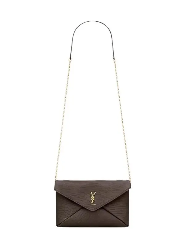 Saint Laurent Small Cassandre-plaque Shoulder Bag - Brown