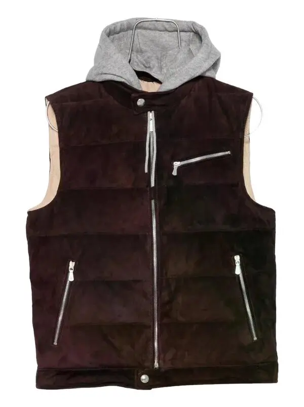 Eleventy Quilted Hooded Gilet - Purple