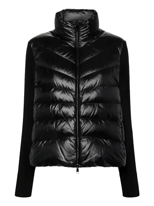 Moncler Quilted Wool-sleeve Sweater - Black