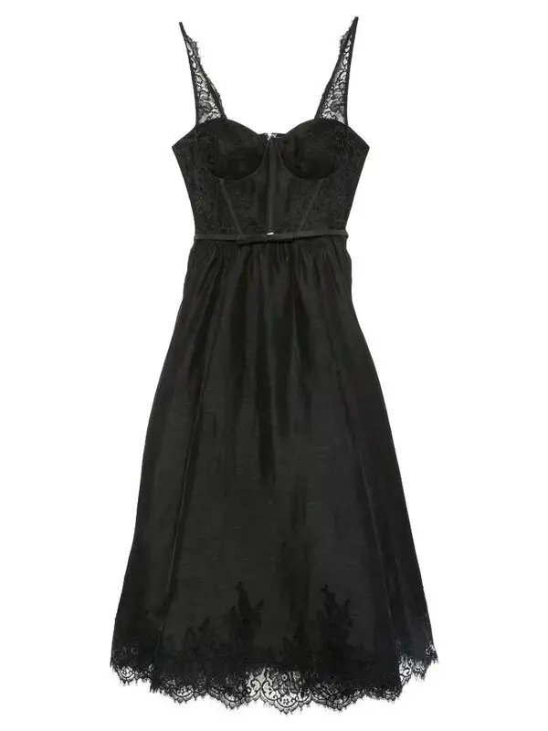 Zimmermann Valiant Lace-trimmed Belted Midi Dress - Black