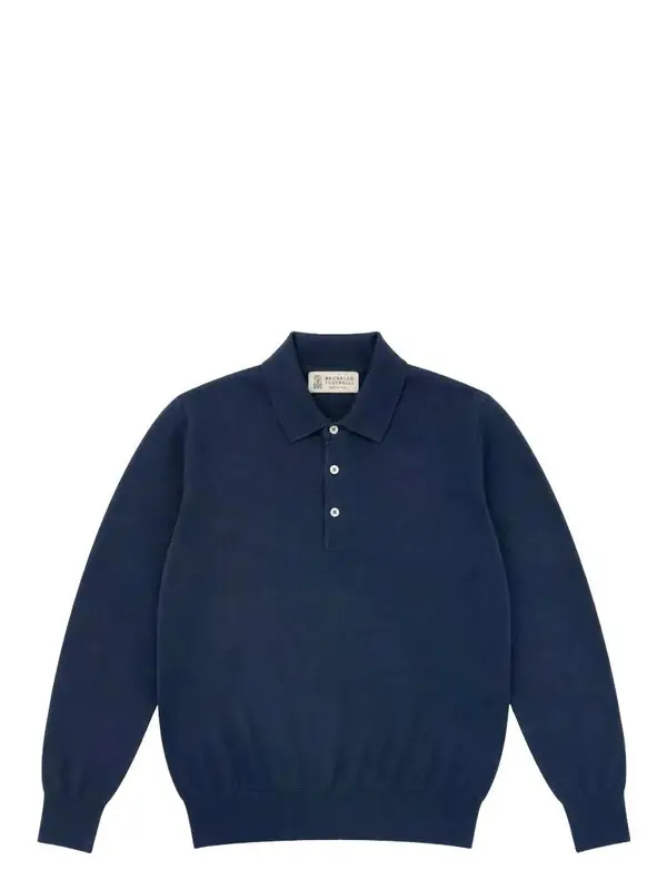 Brunello Cucinelli Long-sleeve Polo Shirt - Blue