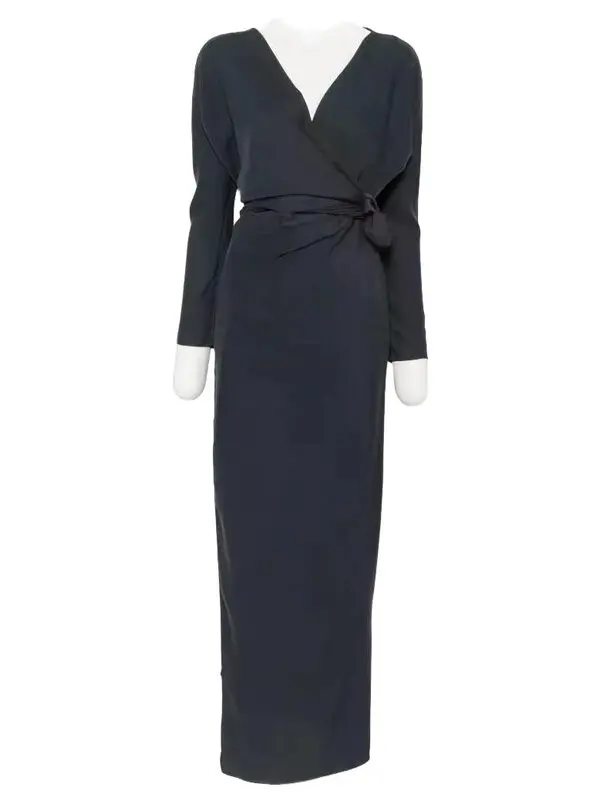 CORTANA Wrap-style Tied-waist Maxi Dress - Blue