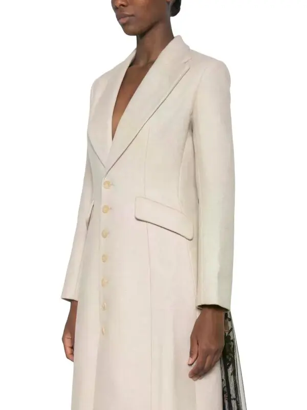 QUETSCHE Lace-panelled Single-breasted Coat - Neutrals