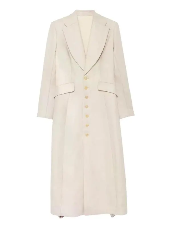QUETSCHE Lace-panelled Single-breasted Coat - Neutrals