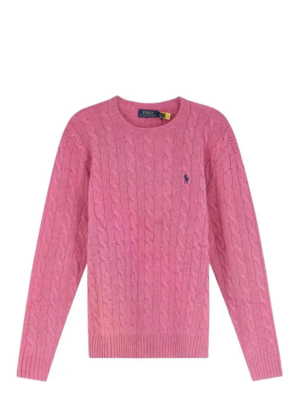 Polo Ralph Lauren Cable Knit Logo Embroidered Sweater - Pink