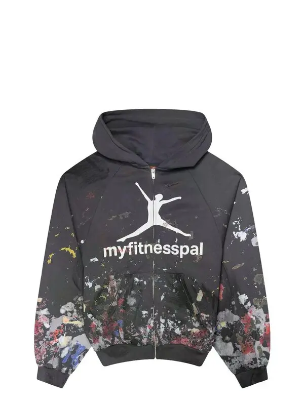 PRAYING Paint-splatter Logo-print Hoodie - Grey