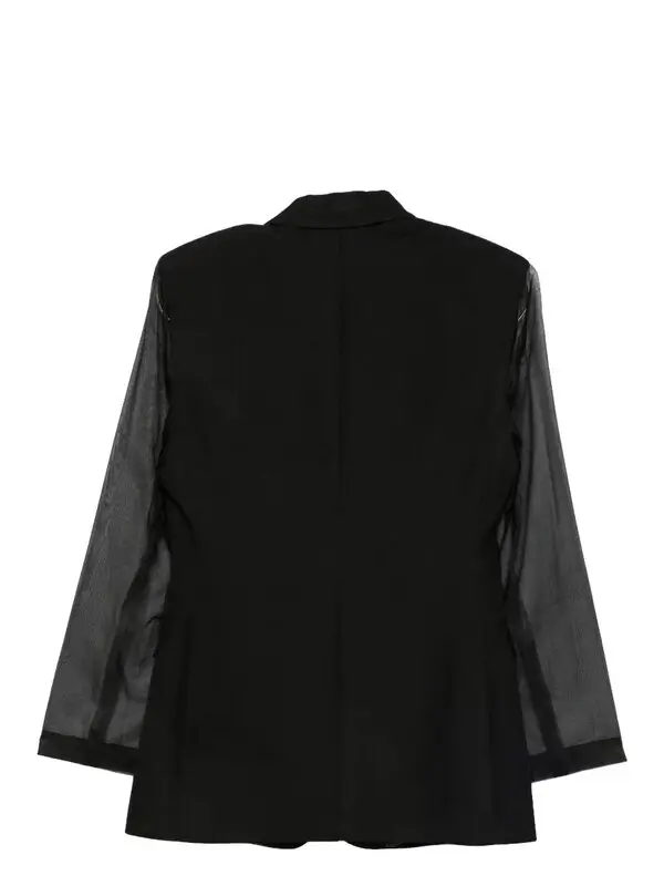 FRENKEN Sheer-sleeve Tailored Blazer - Black