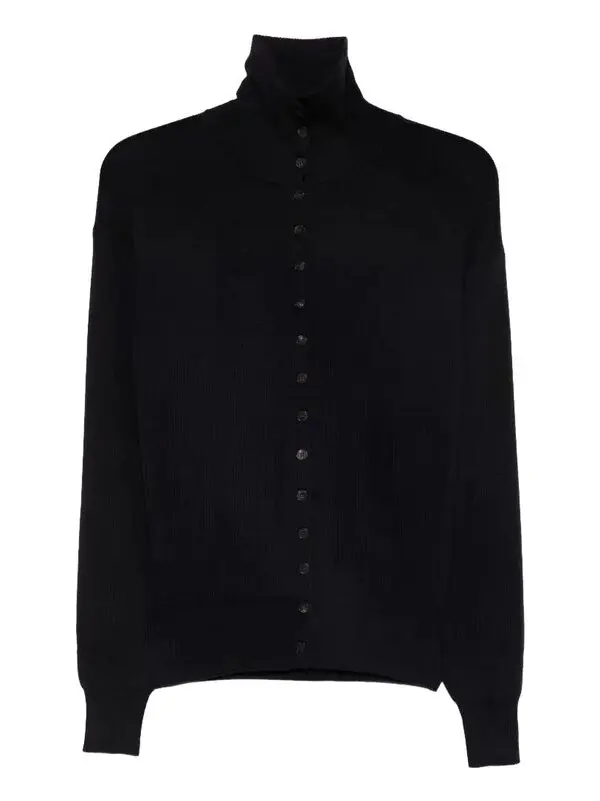 FRENKEN Button-up Roll-neck Cardigan - Black