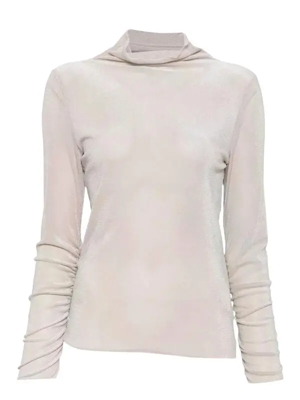 LUISA CERANO Ruched Roll-neck Top - Neutrals