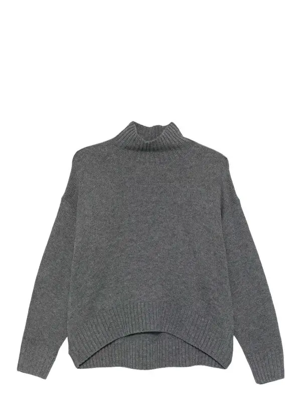 LUISA CERANO High-low Turtleneck Sweater - Grey