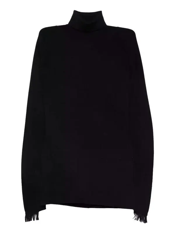 FRENKEN Fringed Roll-neck Knitwear - Black