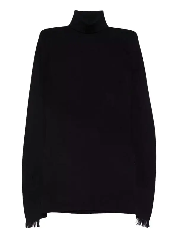 FRENKEN Fringed Roll-neck Knitwear - Black