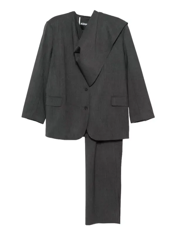FRENKEN Draped Single-breasted Blazer - Grey