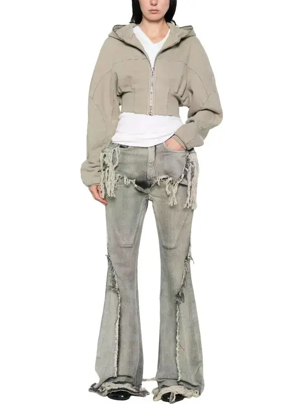 Rick Owens Cropped Zip-up Hoodie - Grey