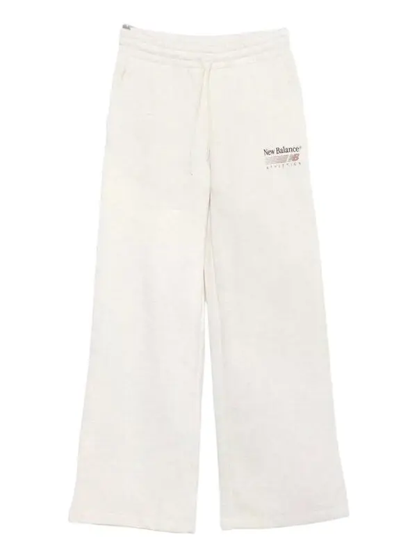 NEW BALANCE Logo Print Wide Leg Track Pants - Neutrals